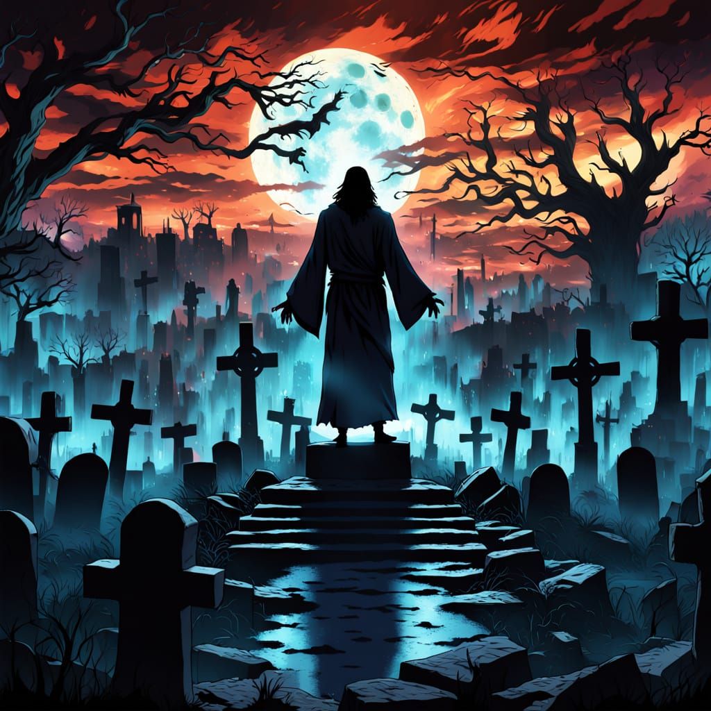 Jesus Triumphs Over Undead Hordes in Dark Fantasy ... - AI Art