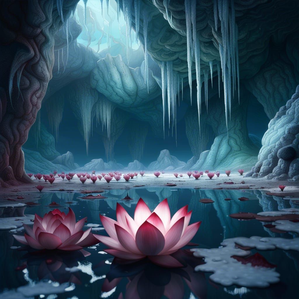 Domain Expansion, closed cave, cold climate, frozen environment, with ...