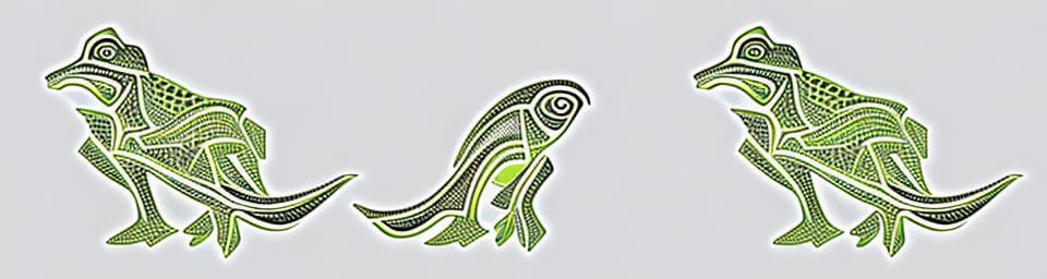 Green tree frog, fractal crystalline structure, Cretaceous fractal ...