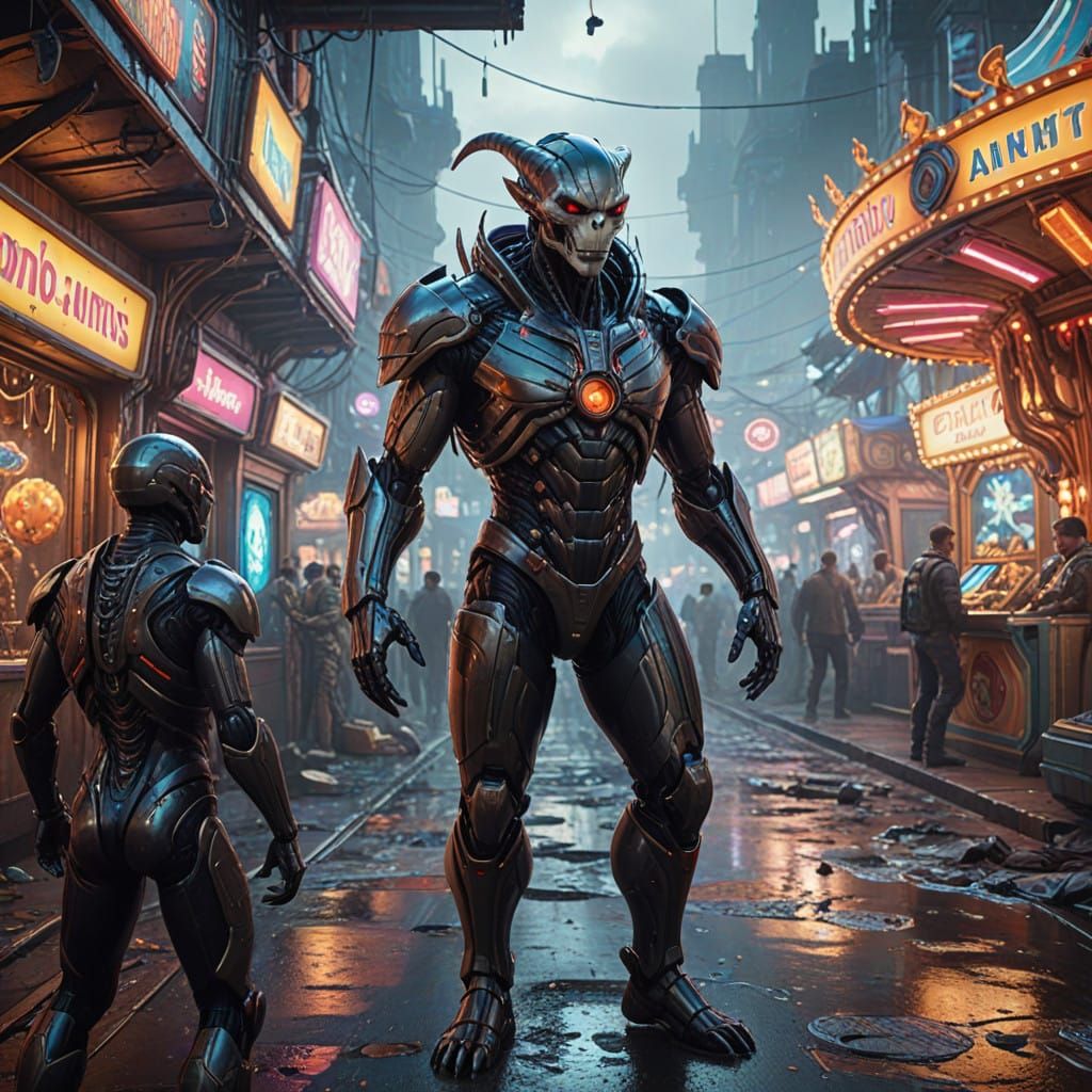 Grotesque Carnival Characters: Alien Muskrat and M... - AI Art