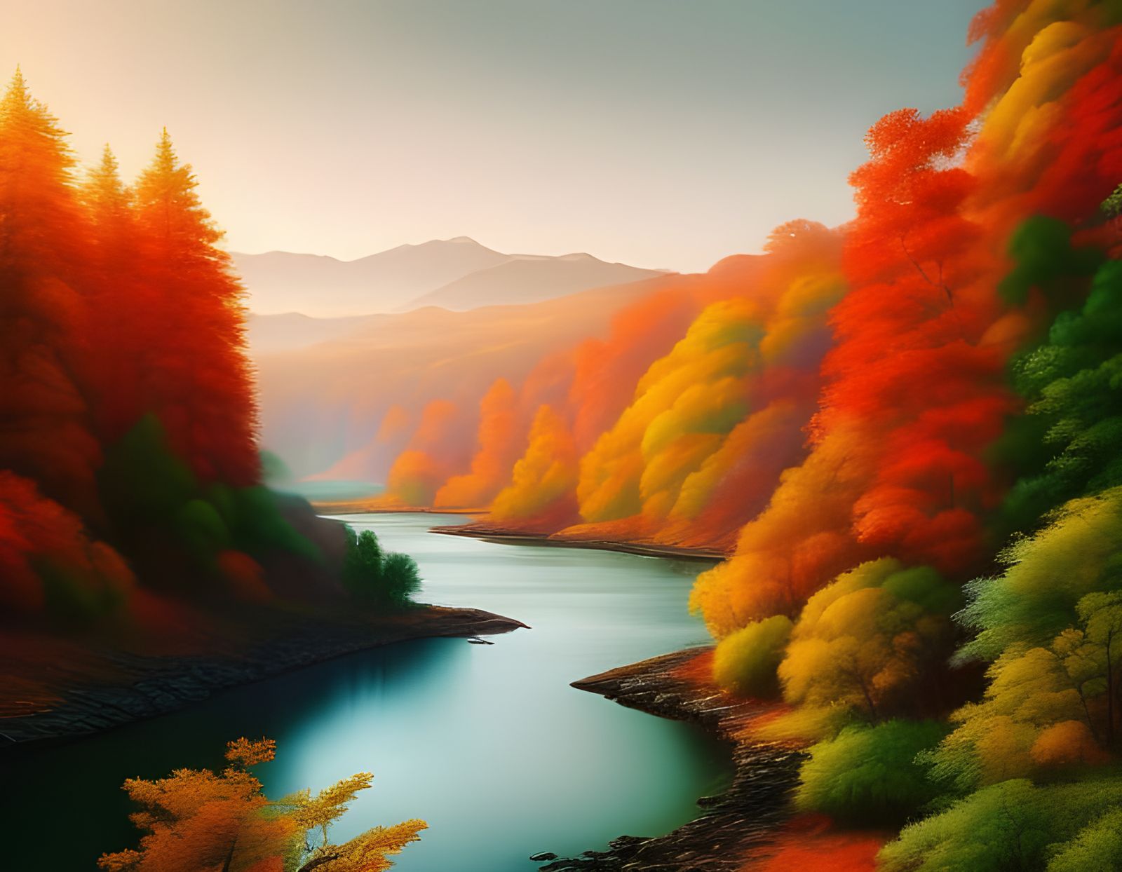 9 Color Painting: Visual landscape representation of beauty;; elegance ...