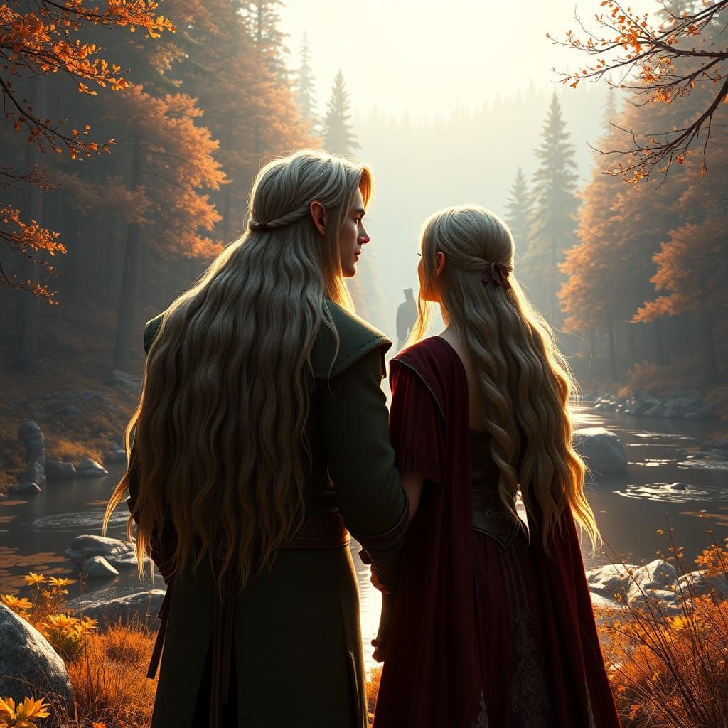 Fae Couple by the river - Fae Couple by the river