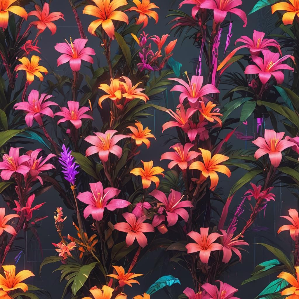 Tropical Flowers - AI Generated Artwork - NightCafe Creator