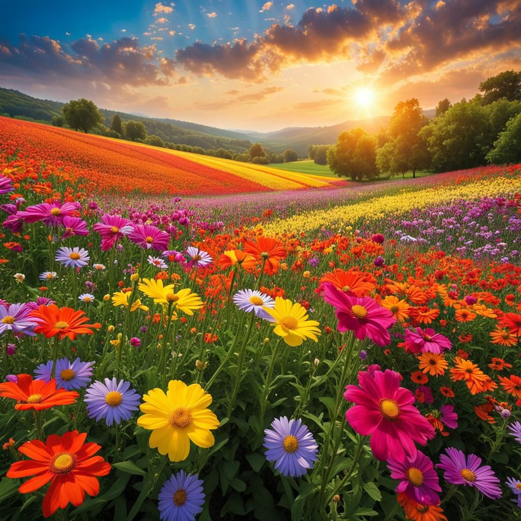 Flower Field - AI Generated Artwork - NightCafe Creator