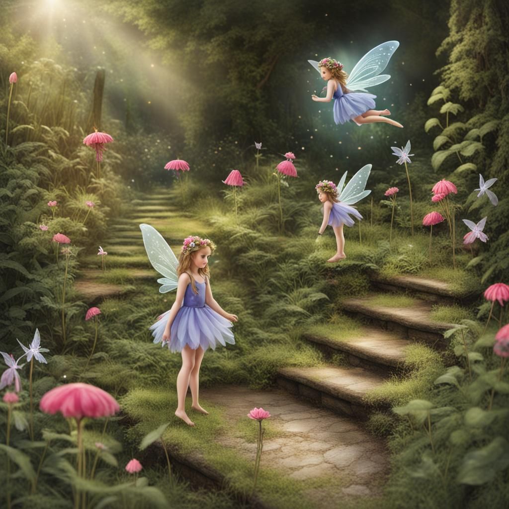 fairy sprites in the garden - AI Generated Artwork - NightCafe Creator