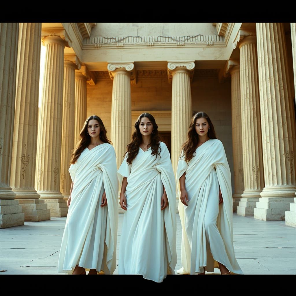 Ancient Temple Scene with Priestesses of Athena - AI Art