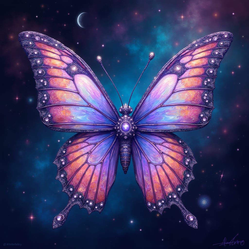 Majestic Starlight Butterfly in Cosmic Jewels - AI Art