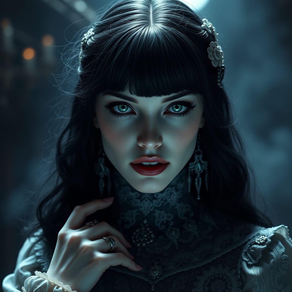 This hauntingly beautiful vampire portrait shines with a soft, ethereal ...