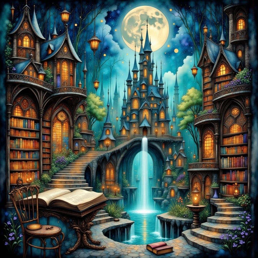 Elven Library Of Knowledge - Ethereal Fantasy Castle Library...