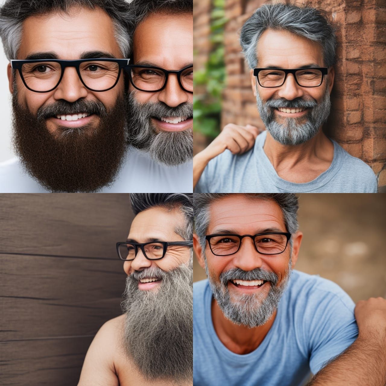 50 years old man, slightly lean man, warm smile, clean salt-and-pepper ...
