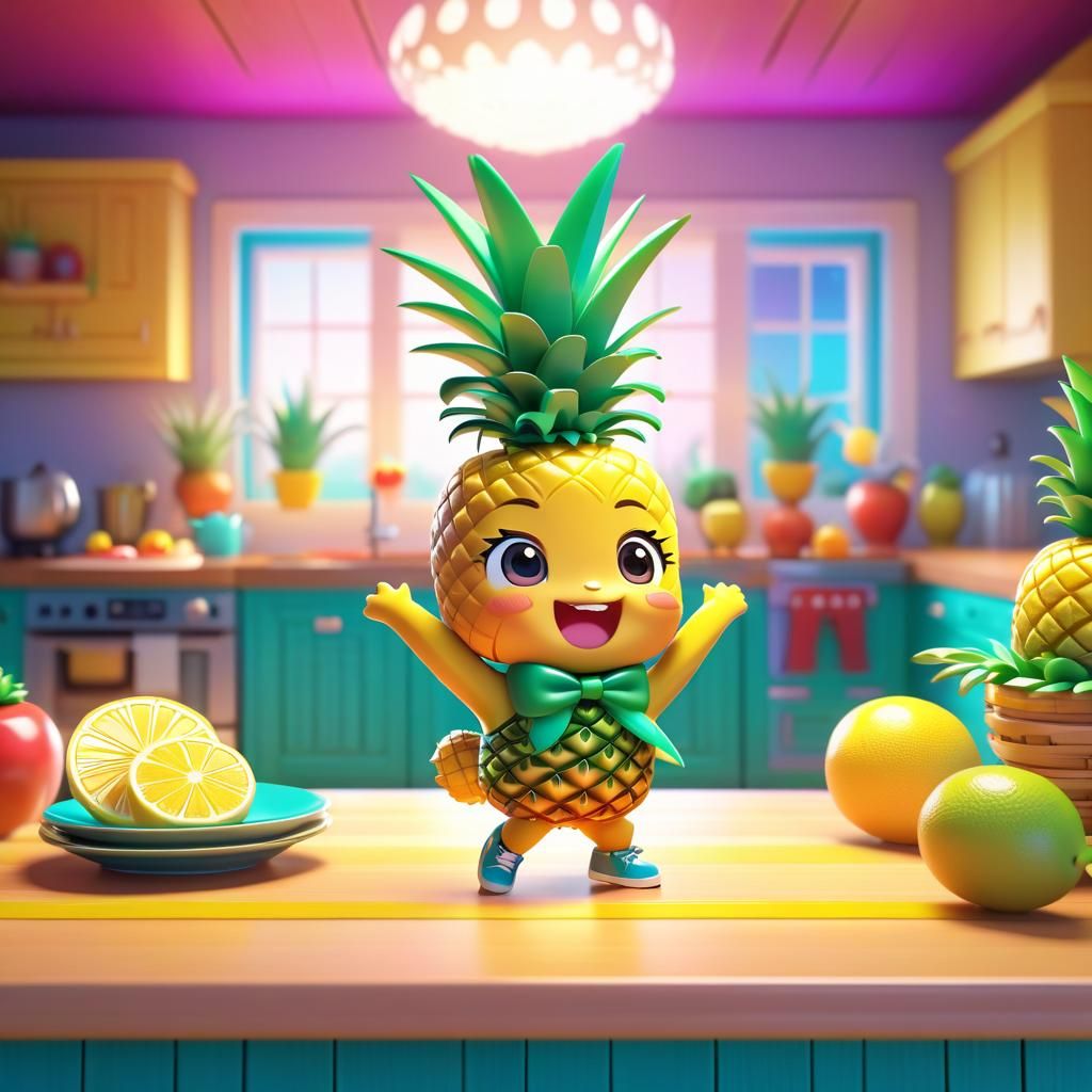 cute Chibi Pineapple - AI Generated Artwork - NightCafe Creator