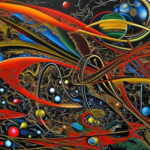 Solar System in the style of Jackson Pollock, Photorealistic ...