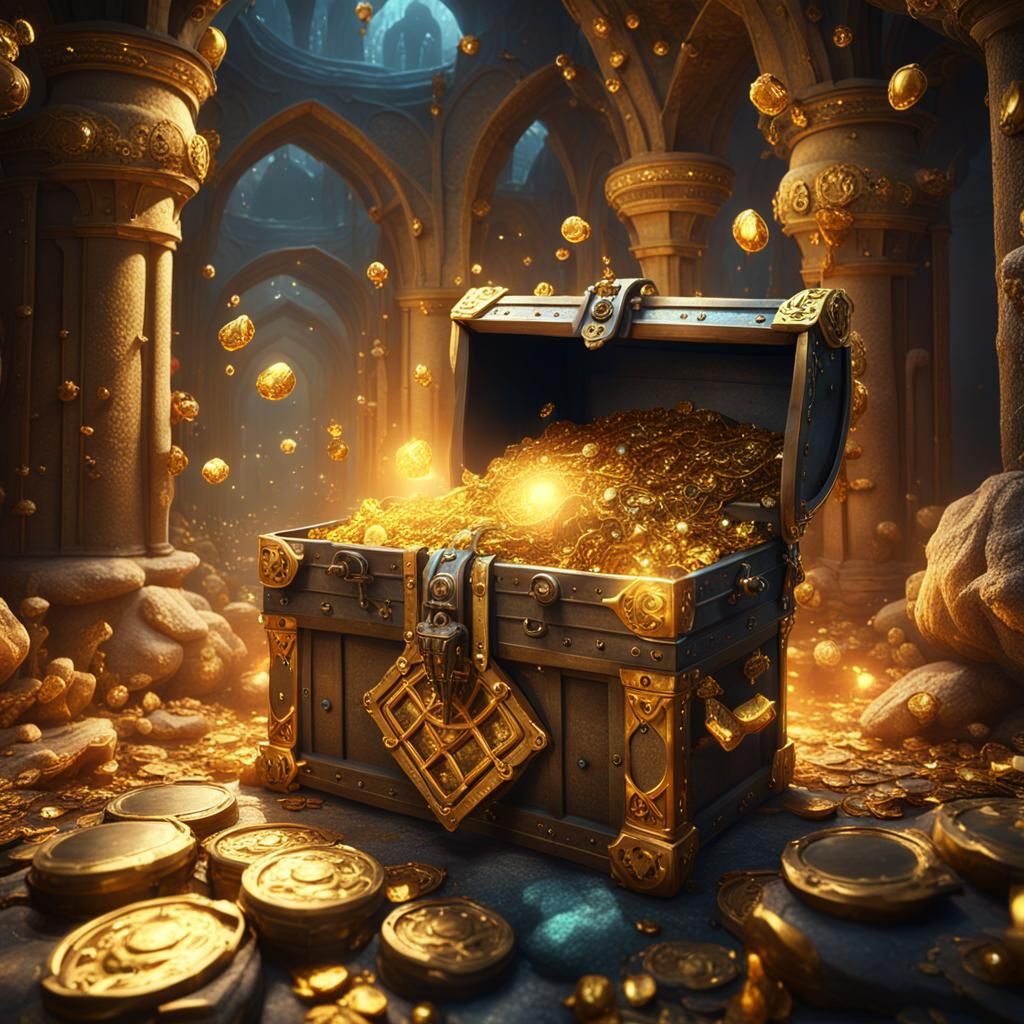 treasure vaults overflowing with gold, gems, and magical relics. - AI ...
