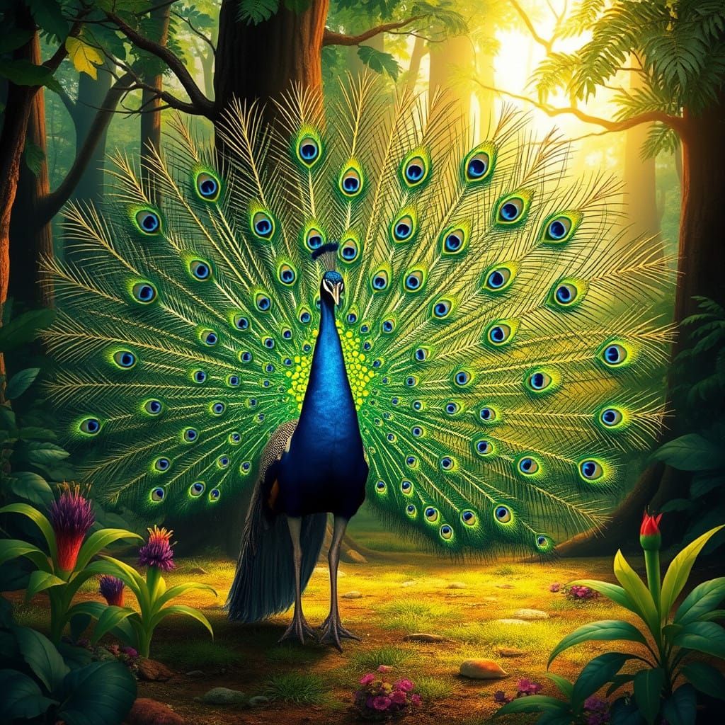 Male peacock displays for a peahen - Male Peacock Showcases ...