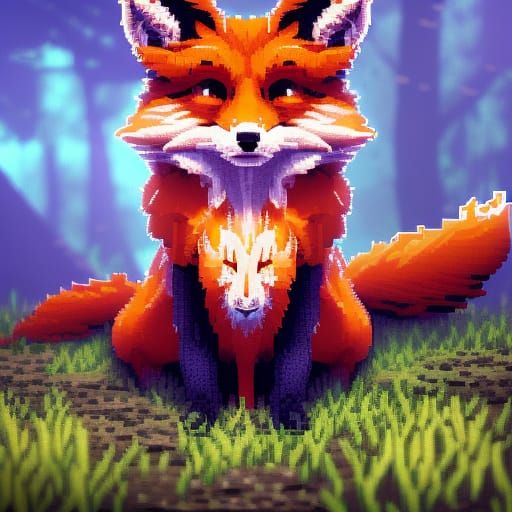 8bit pixel art style of a fox 3D Game Cinematic Feel, Epic 3D Videogame ...