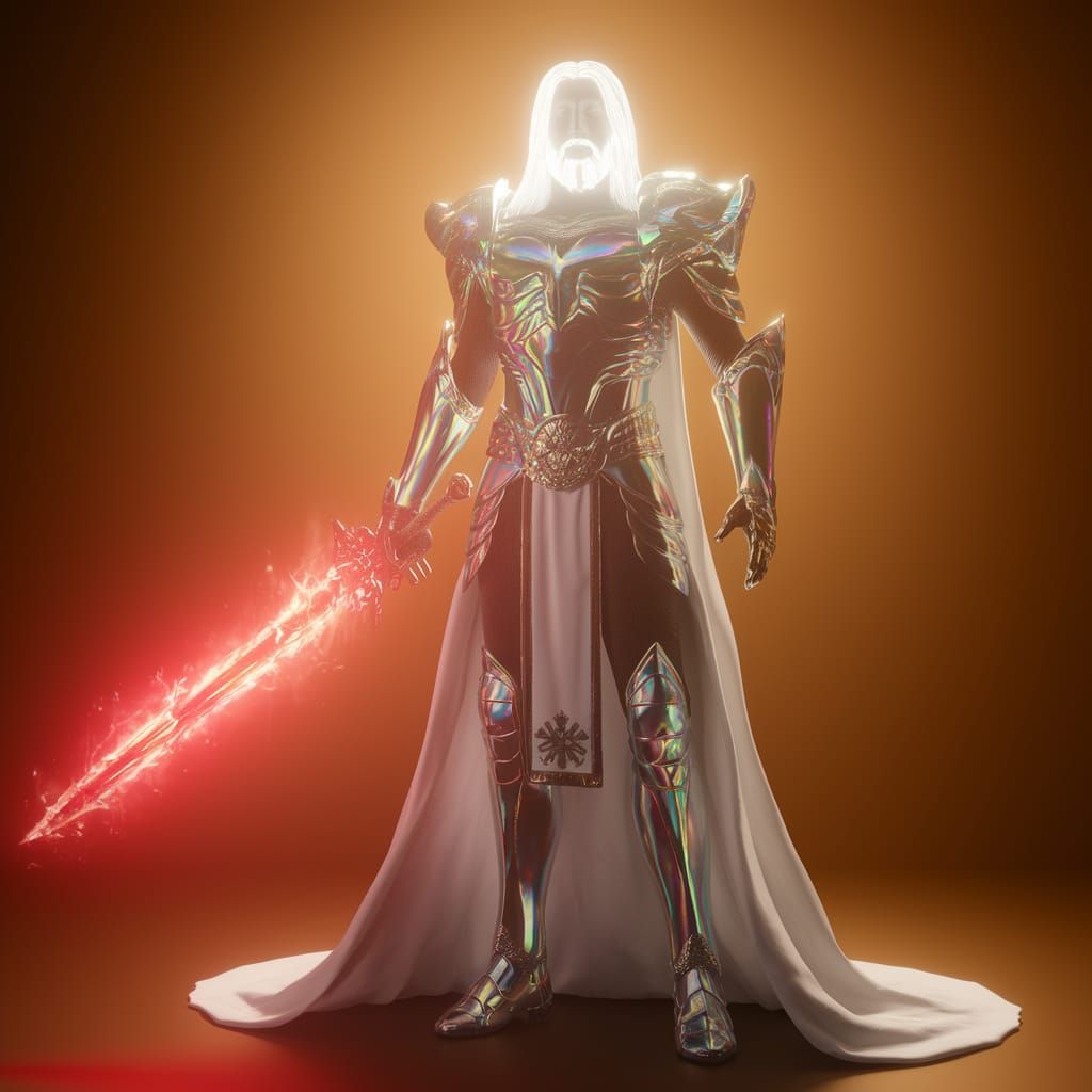 Jesus Christ in Iridescent Opal Armor as a Transce... - AI Art