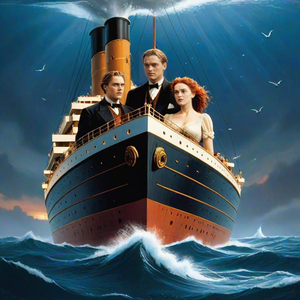 titanic - Sinking of Titanic in a Dramatic Seascape