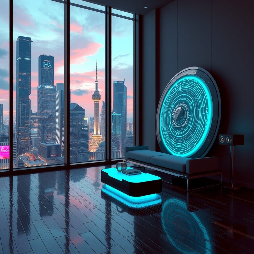 The cyberpunk shield is ready to be used.