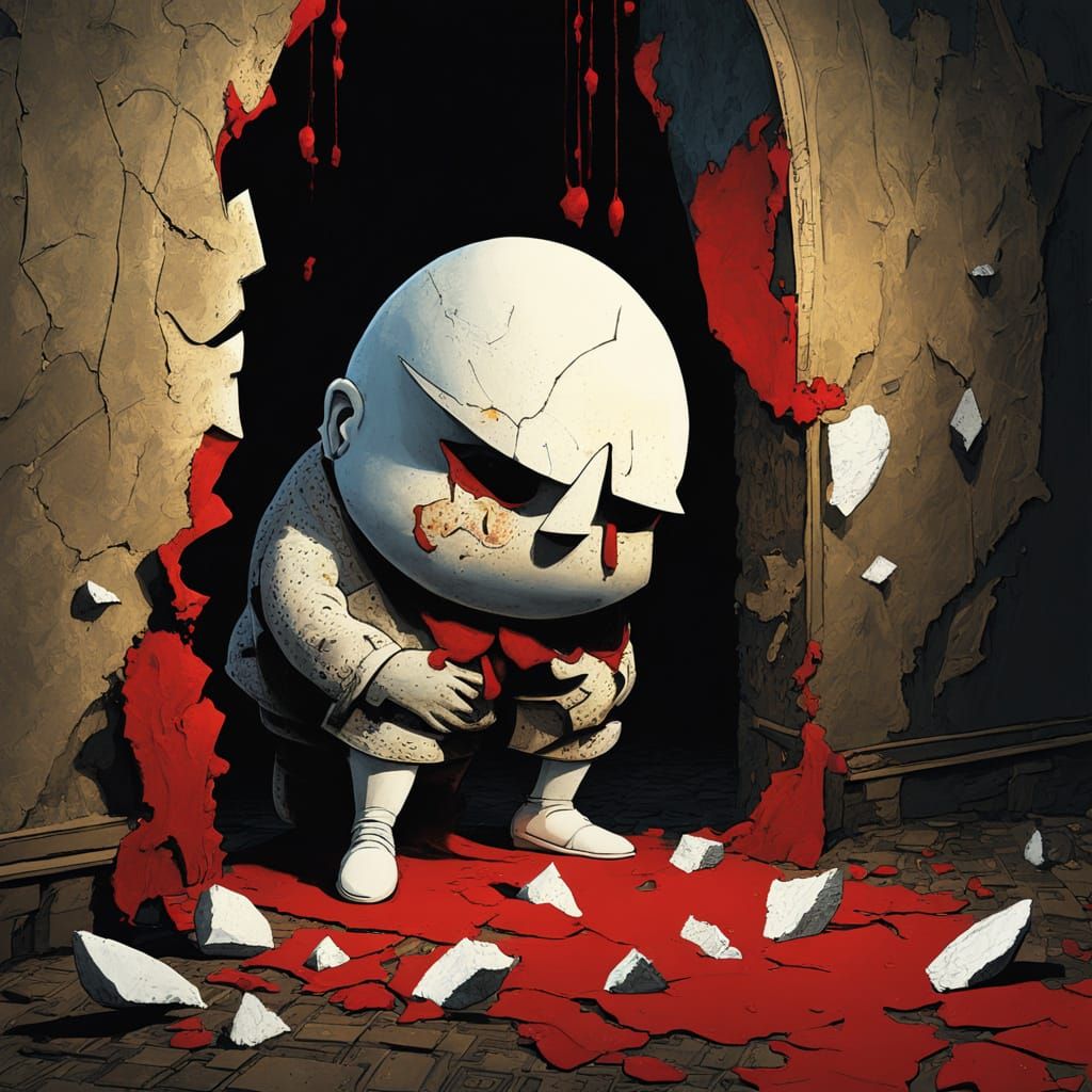 Surreal Broken Humpty Dumpty in Beksinski Style - AI Art