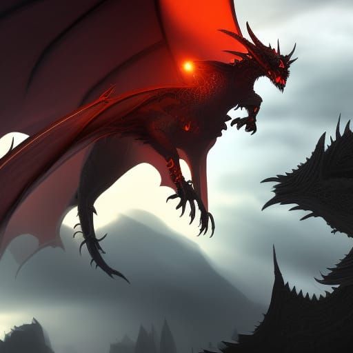 Black dragon flying at night - AI Generated Artwork - NightCafe Creator