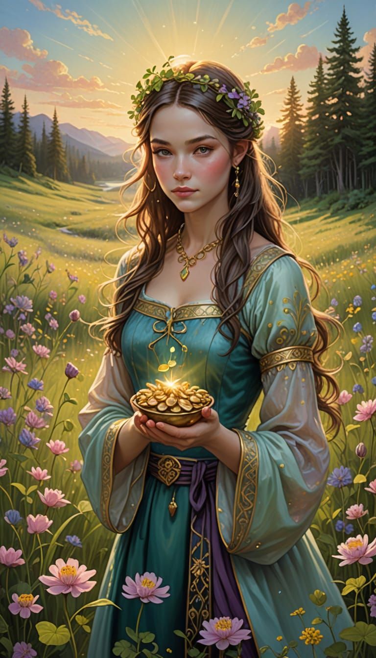 A fantasy oracle card inspired by the Clover archetype in Lenormand ...