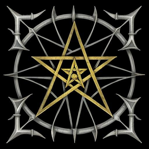 Occult dagger, symbpls, occult, curved blade, pentagrams on blade - AI ...