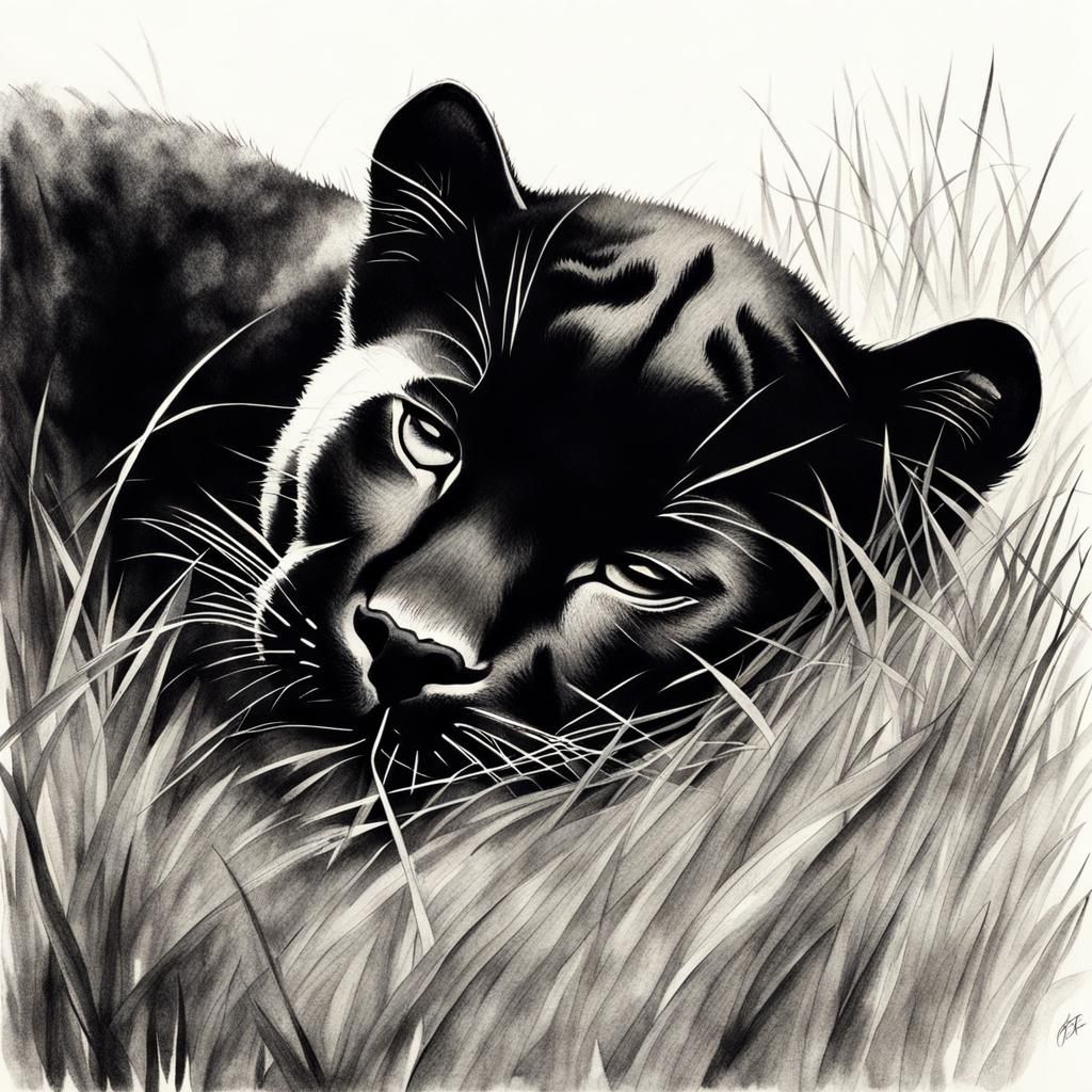 Panther, charcoal ink, Sdxl1 - AI Generated Artwork - NightCafe Creator