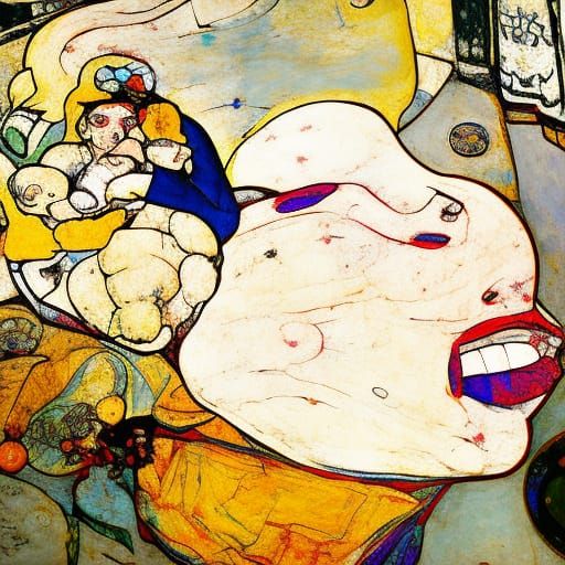 The young lady died - she ate a lot of sugar By Marc Chagall and Egon Schiele - AI Generated ...