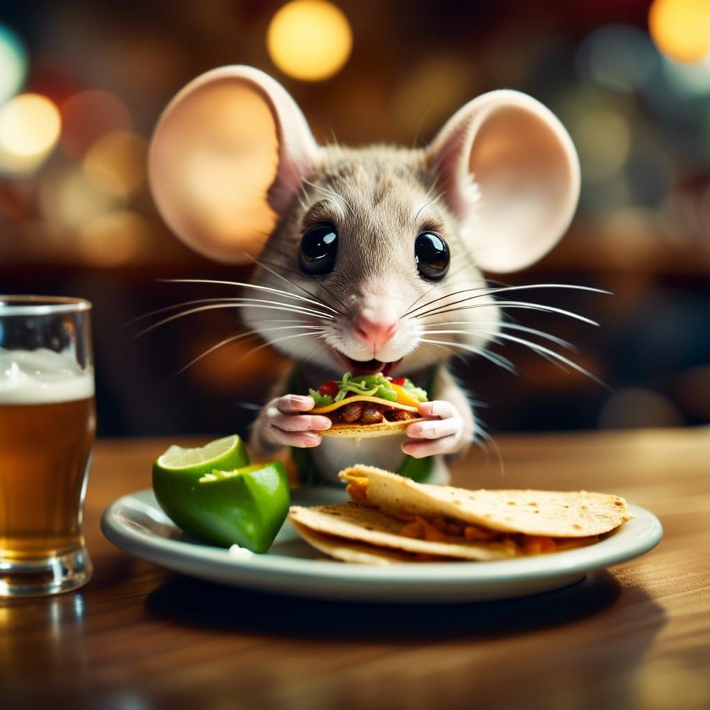 stunning realistic artistic image of a cute adorable mouse with huge ...