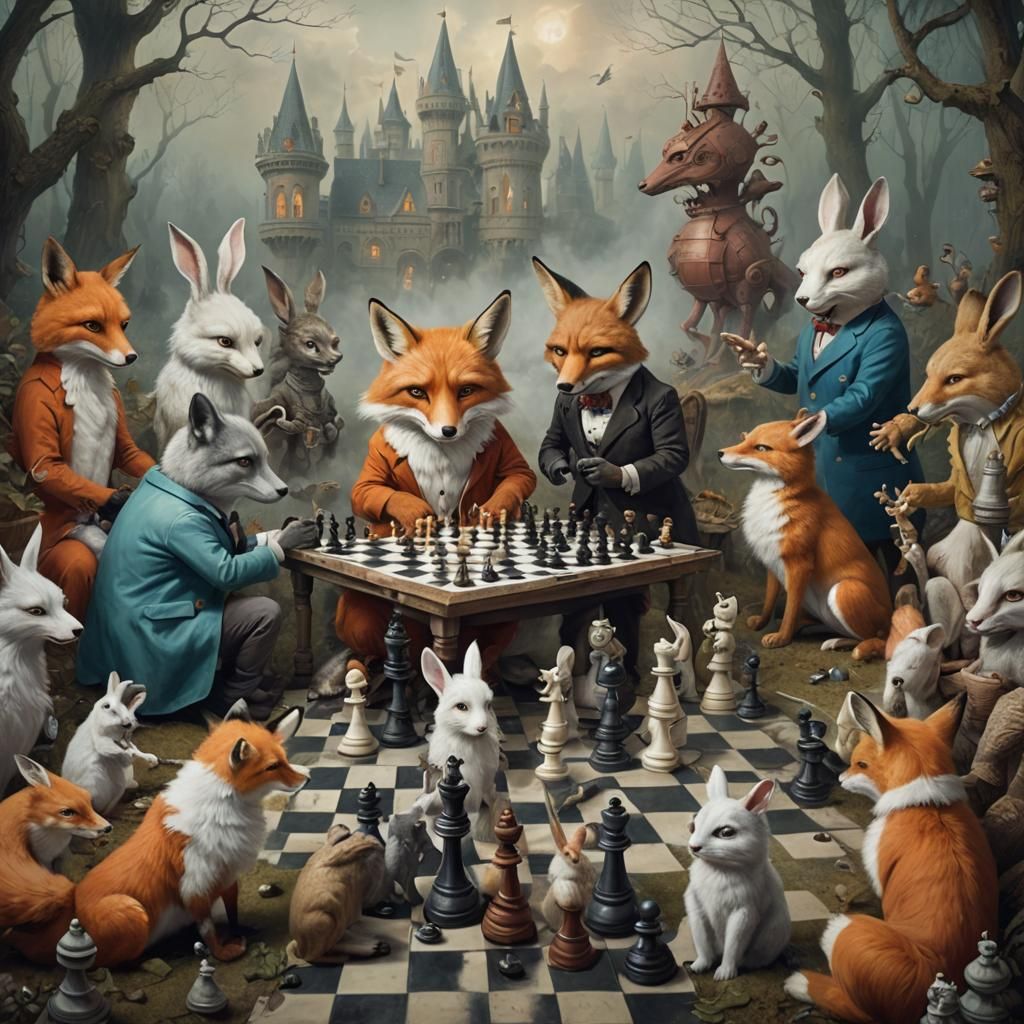 fox vs rabbit chess players - AI Generated Artwork - NightCafe Creator