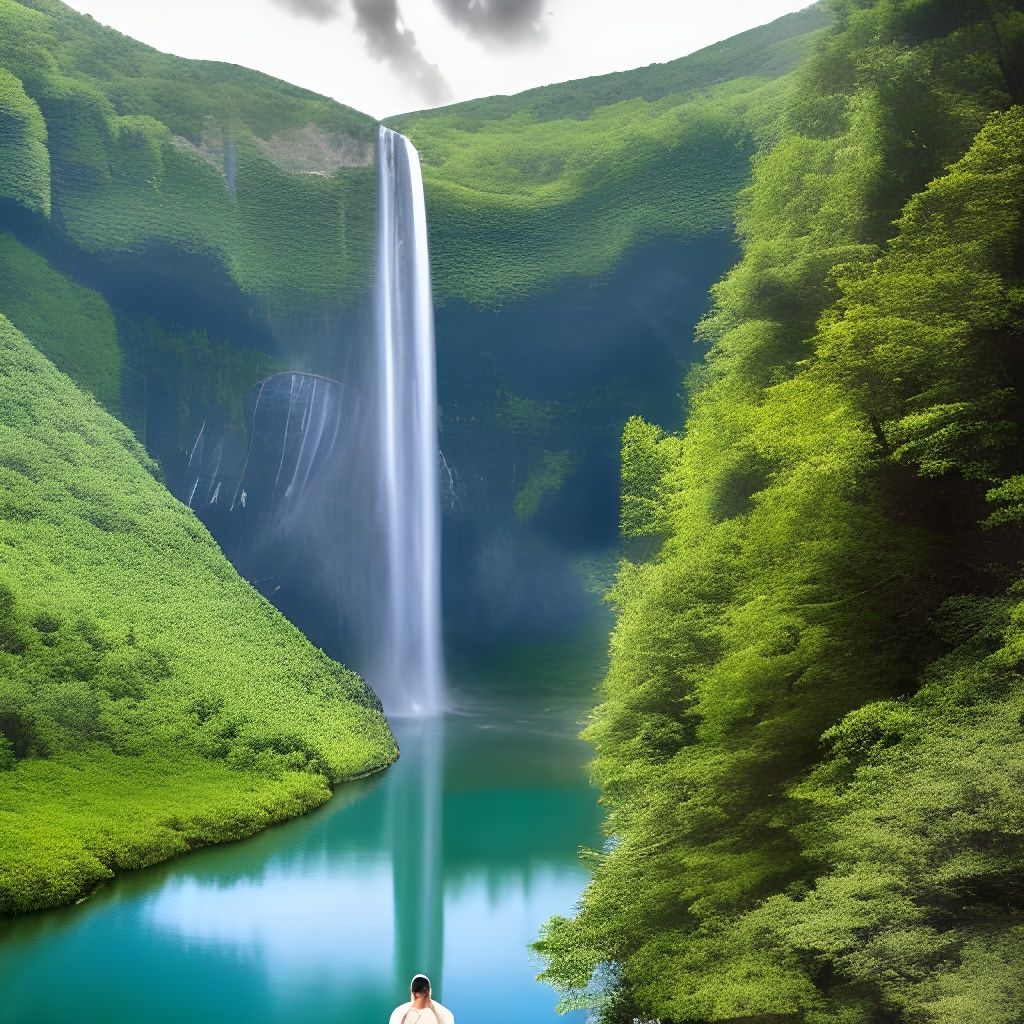 Waterfall creating a lake - AI Generated Artwork - NightCafe Creator