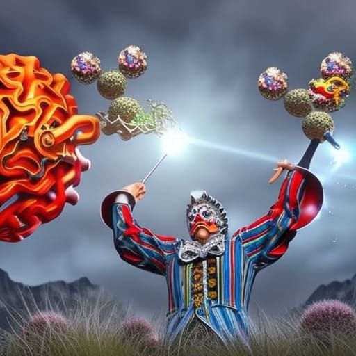 Harry the Juggling Wizard Clown - AI Generated Artwork - NightCafe Creator