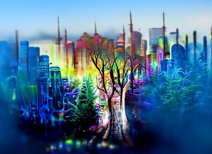 Psychedelic Cityscape Forest - Pic 4 60%OFF | Seed 420420 - AI ...