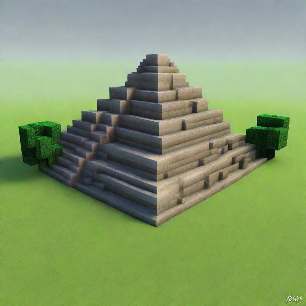 Small Blocky Minecraft Pyramid built with cobblestone - AI Generated ...