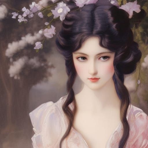 anime style concept art,Neoclassicism and Rococo,close up portrait cute ...