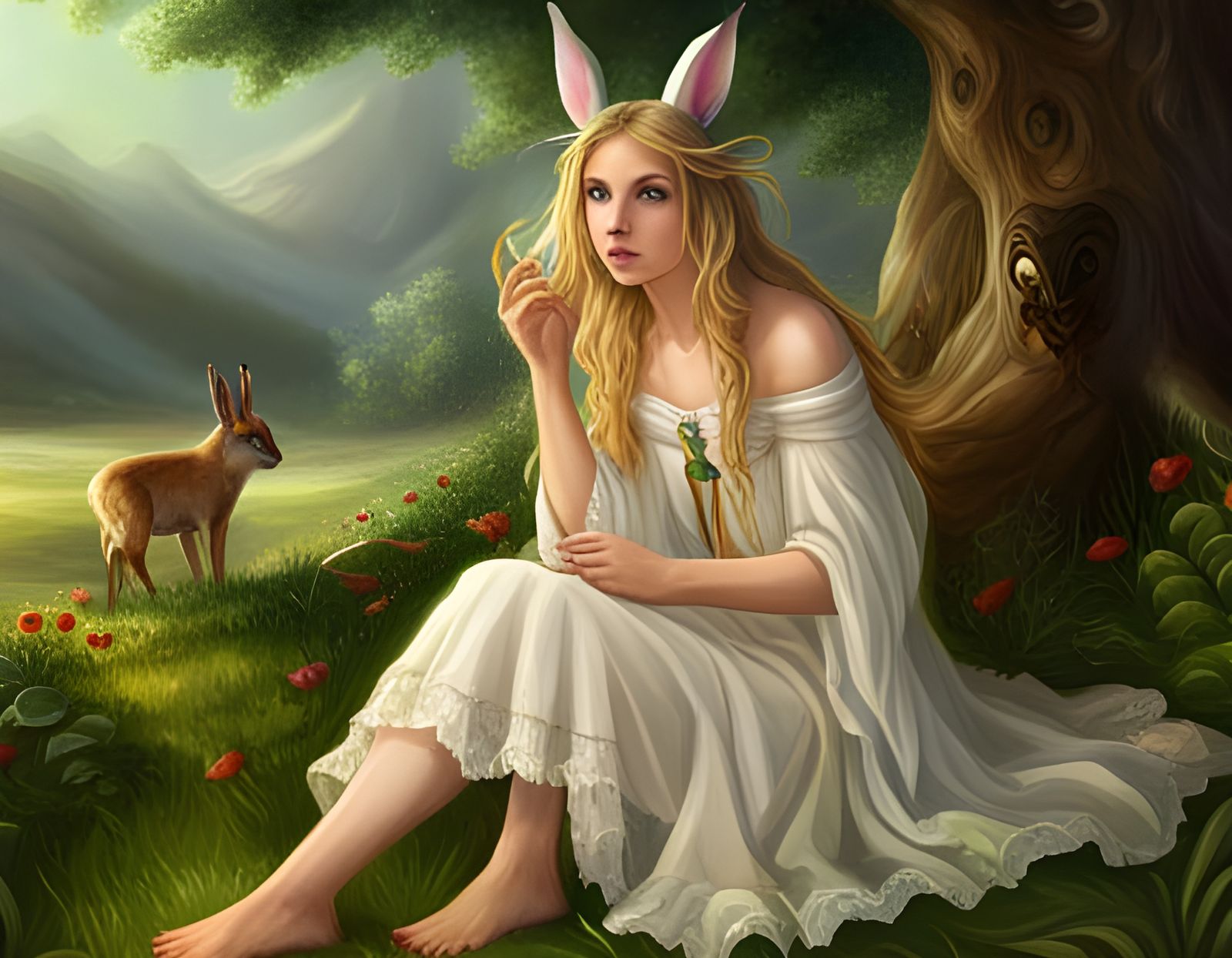 Rabbit lady vibes - AI Generated Artwork - NightCafe Creator