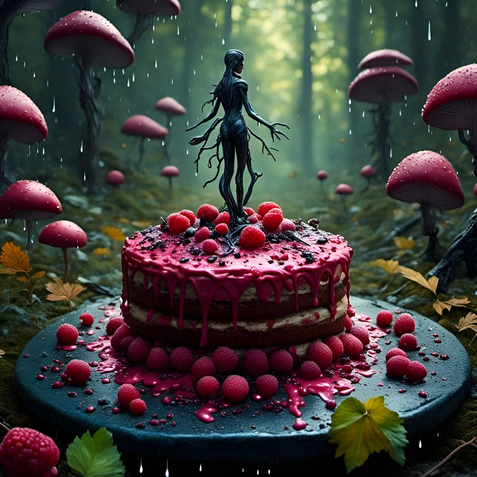 The Wild Surprise Raspberry Celebration Cake by My. - AI Generated ...