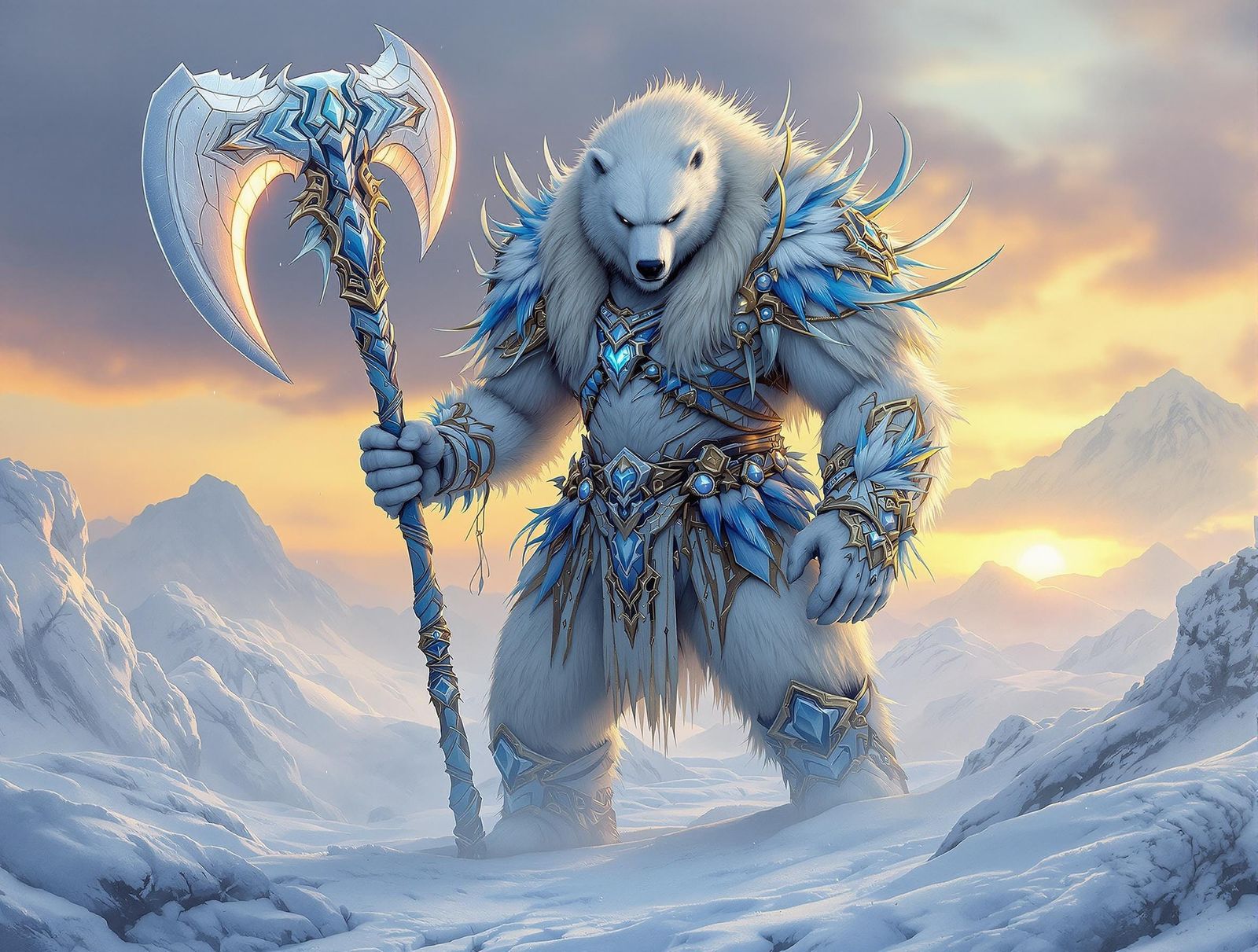 Epic Polar Bear Warrior in Frosty Taiga Tundra - AI Art