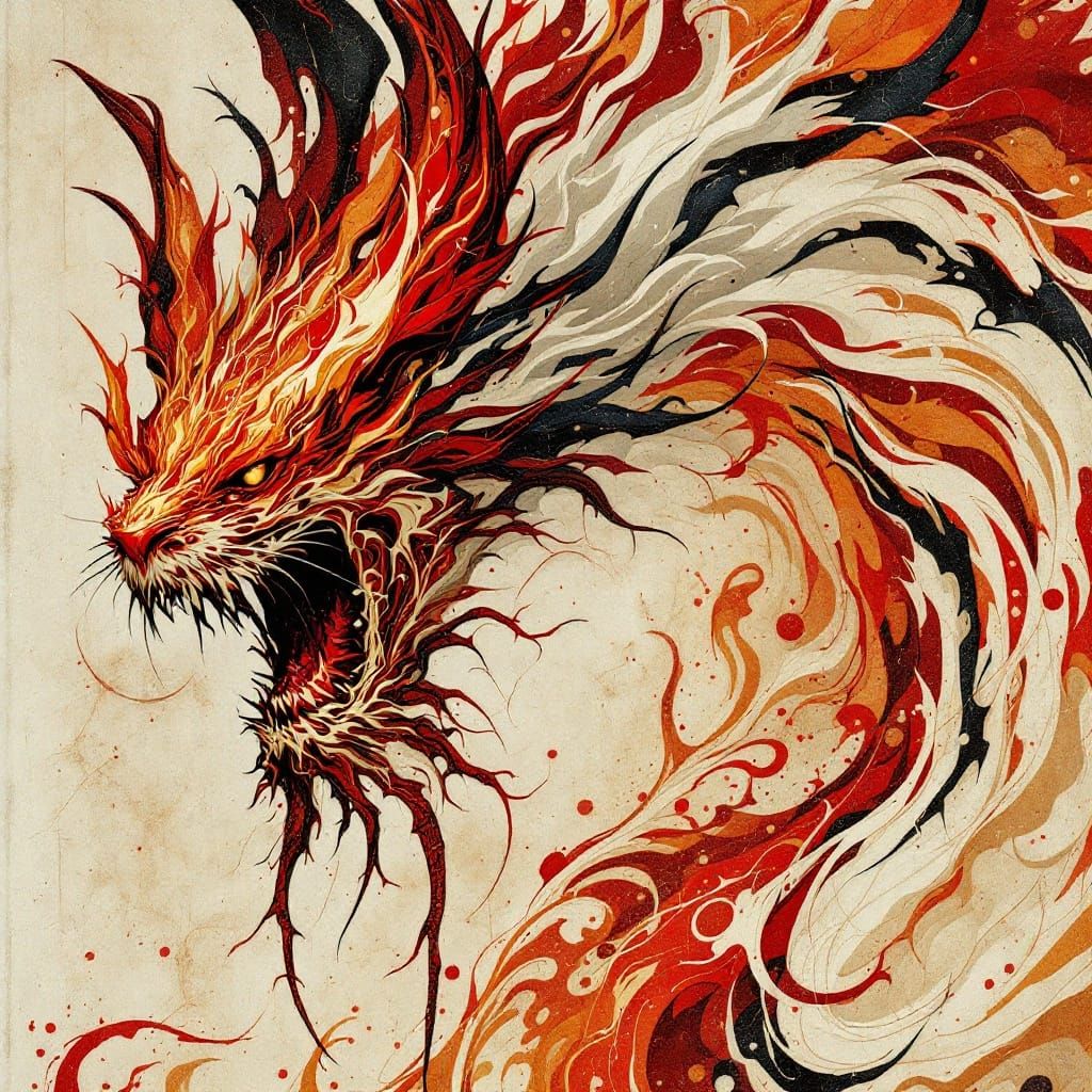 Digital Manticore Lithograph Masterpiece in HDR To... - AI Art