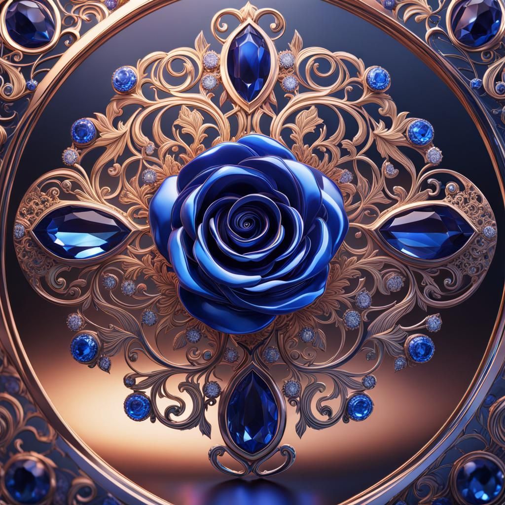Filigree Rose in Blue - AI Generated Artwork - NightCafe Creator