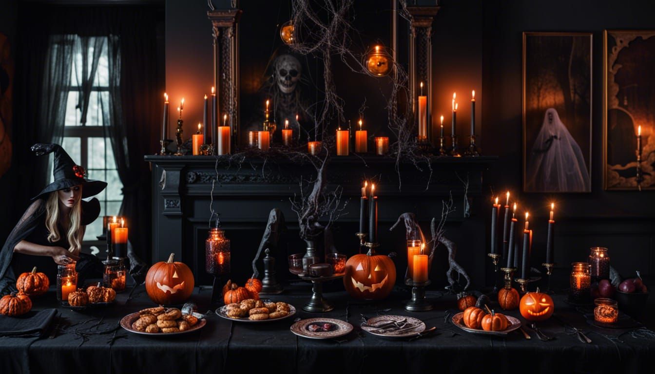 Welcome to the party: A Halloween party in a haunted mansion, with a ...