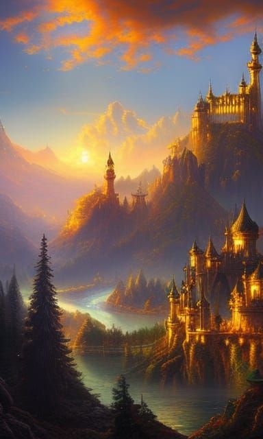 An insanely hyperdetailed stunning breathtaking painting of a whimsical ...