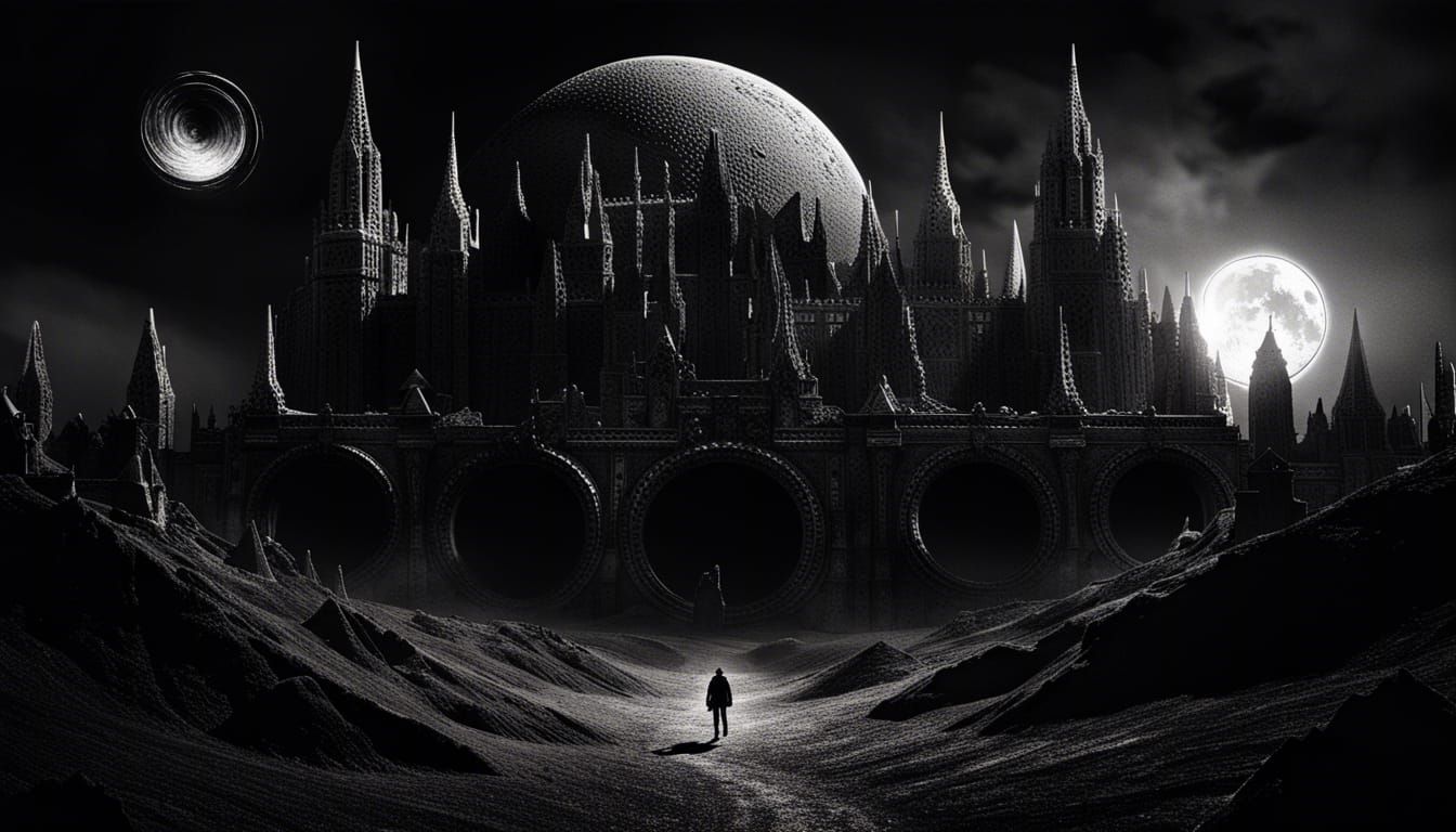 Strange is the night where black stars rise. And strange moons circle ...