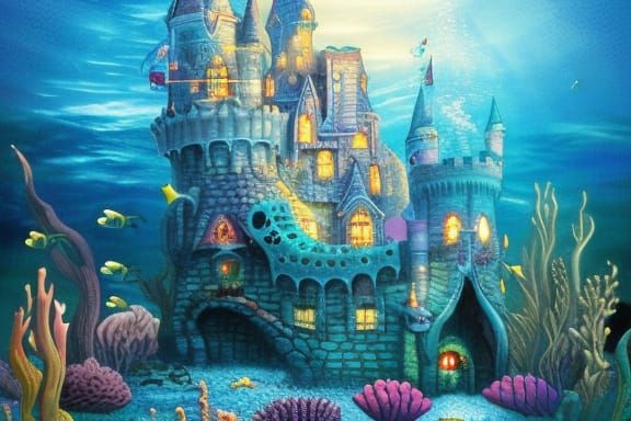 Underwater Fantasy castle in the ocean - AI Generated Artwork ...