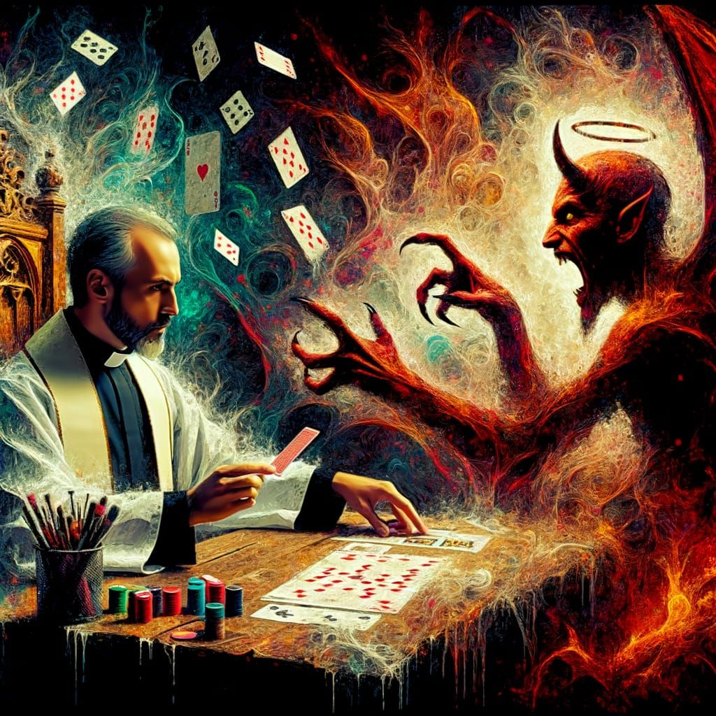 Yesterday a priest playing cards with the devil. Full Color Speedpaint ...