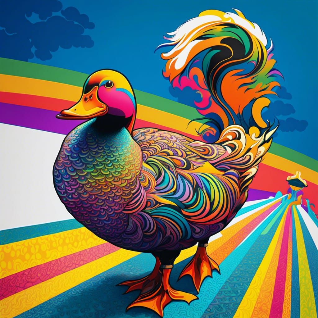 "duck psychedelic patterns" Unreal Engine poster art post-impressionism ...