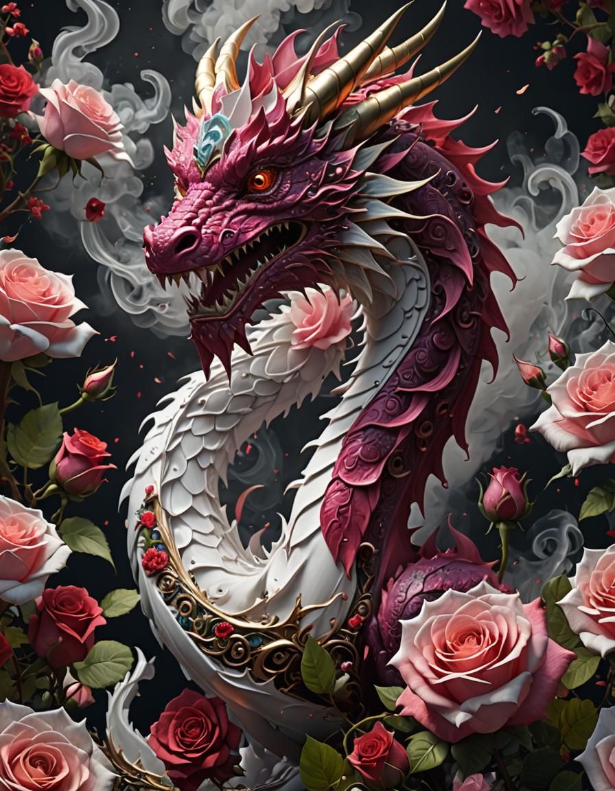 Rose Dragon - AI Generated Artwork - NightCafe Creator