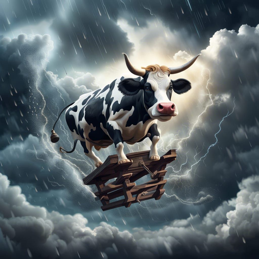 Storm Flying Cow - AI Generated Artwork - NightCafe Creator