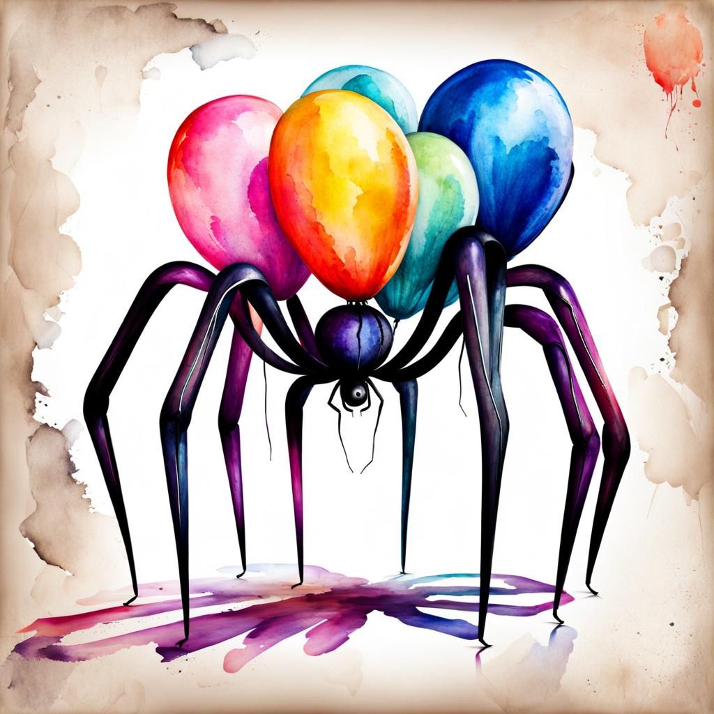 Spider with balloons - AI Generated Artwork - NightCafe Creator