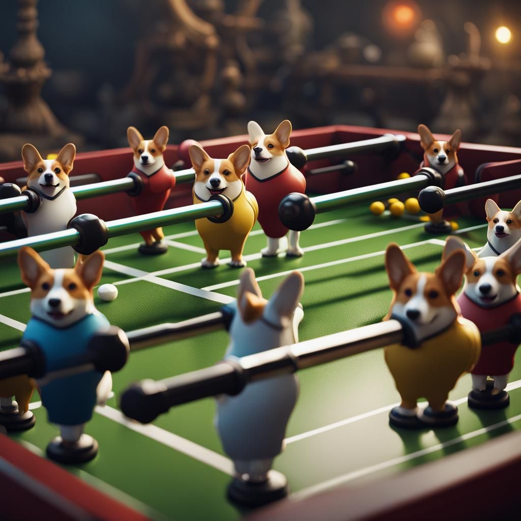 Foosball corgis - AI Generated Artwork - NightCafe Creator